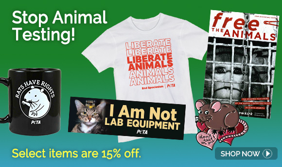 SALE: 15% off gear to help stop animal testing!